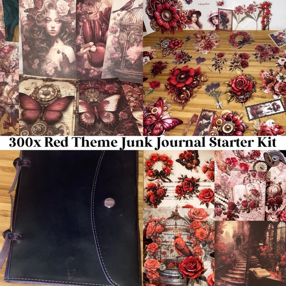 Arts and crafts | Office | 30x Vintage Red Junk Journal Starter Kit ...